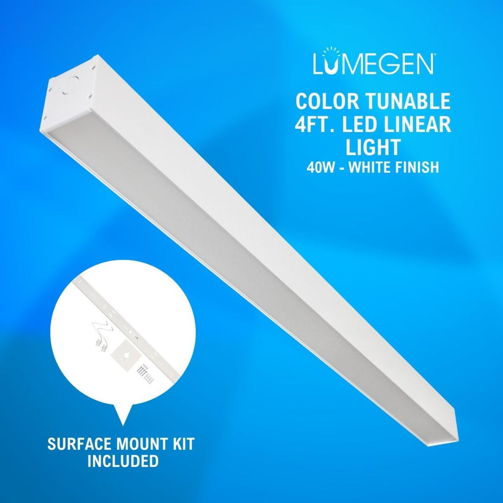 Surface Mount 4' LED Linear Light | 3 CCT | White Finish – LightUp